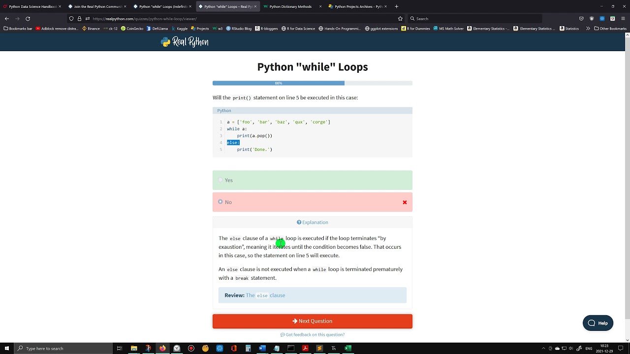 Real Python's Quiz on While Loops
