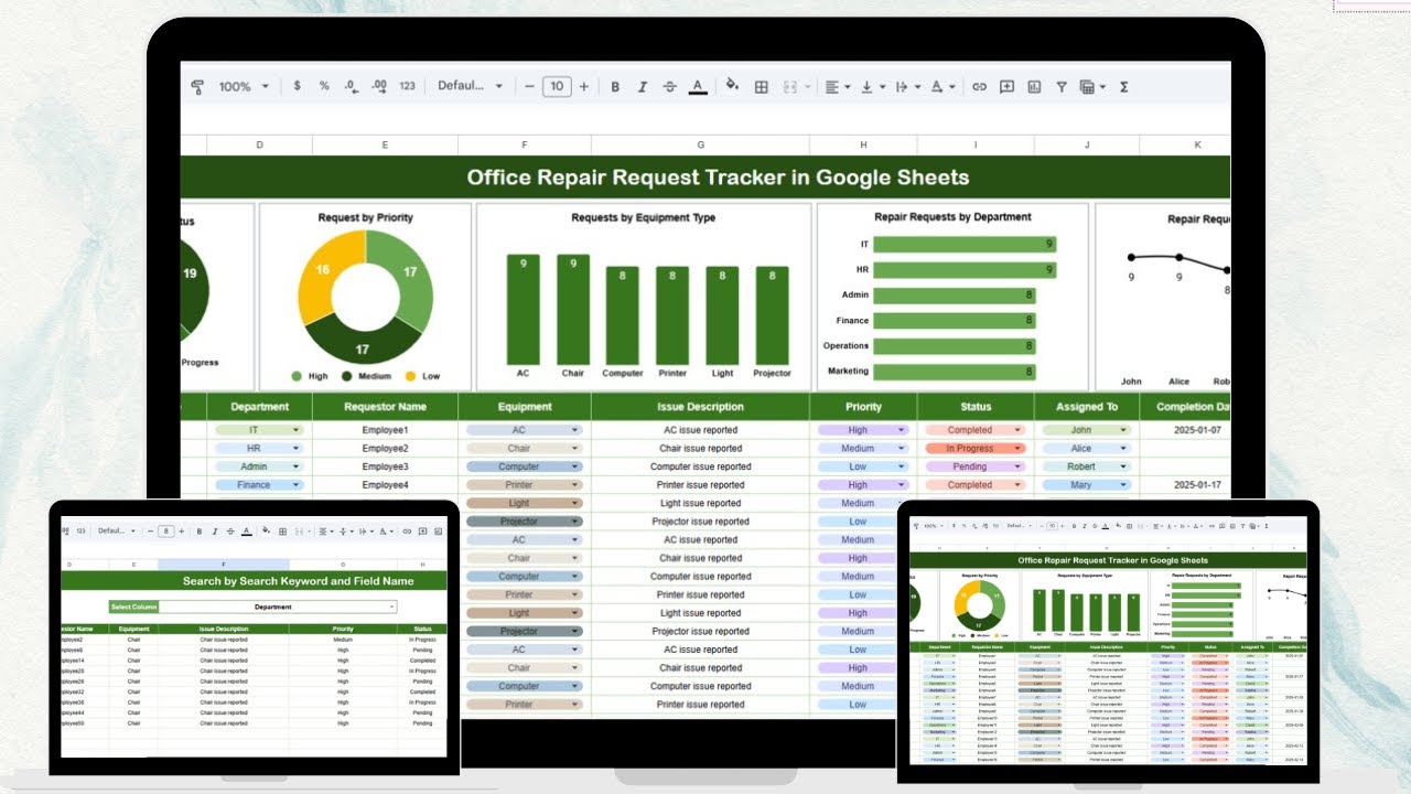 Office Repair Request Tracker in Google Sheets