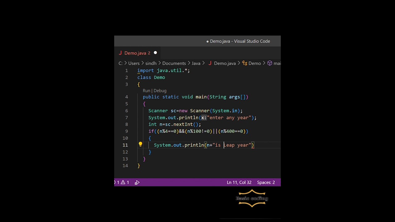Checking user entered year is a Leap year or not using Java | Basic Coding |