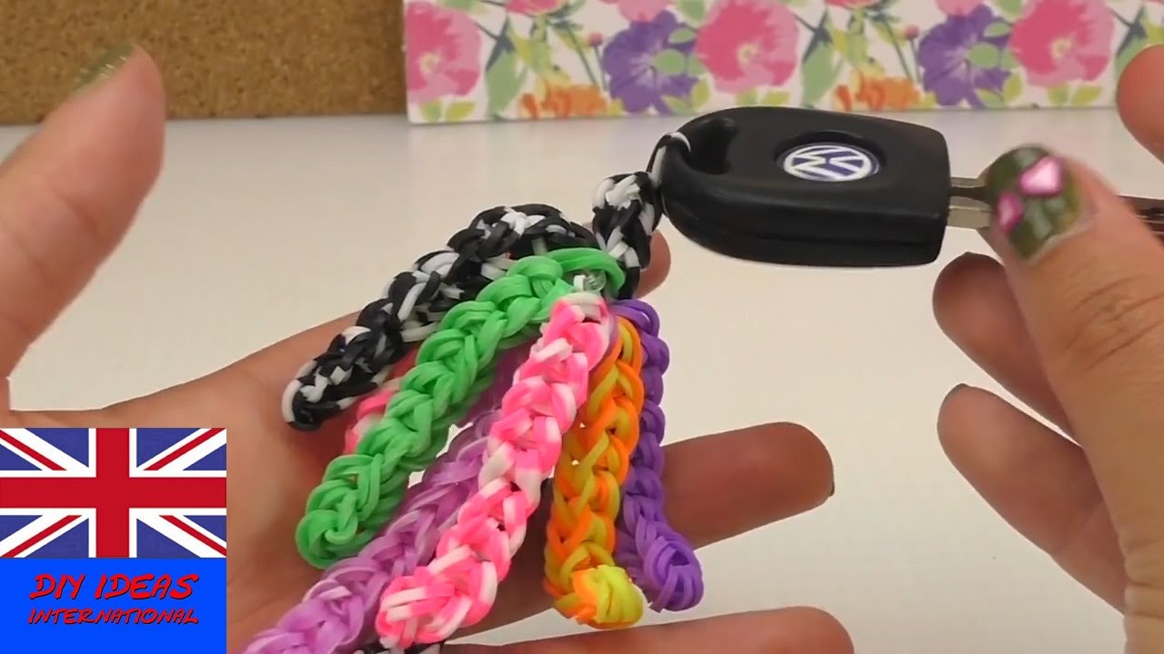 keychain loom bands tutorial - rainbow loom key chain - easy step by step tutorial