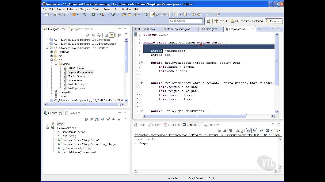 Advanced Java tutorial -  Interfaces