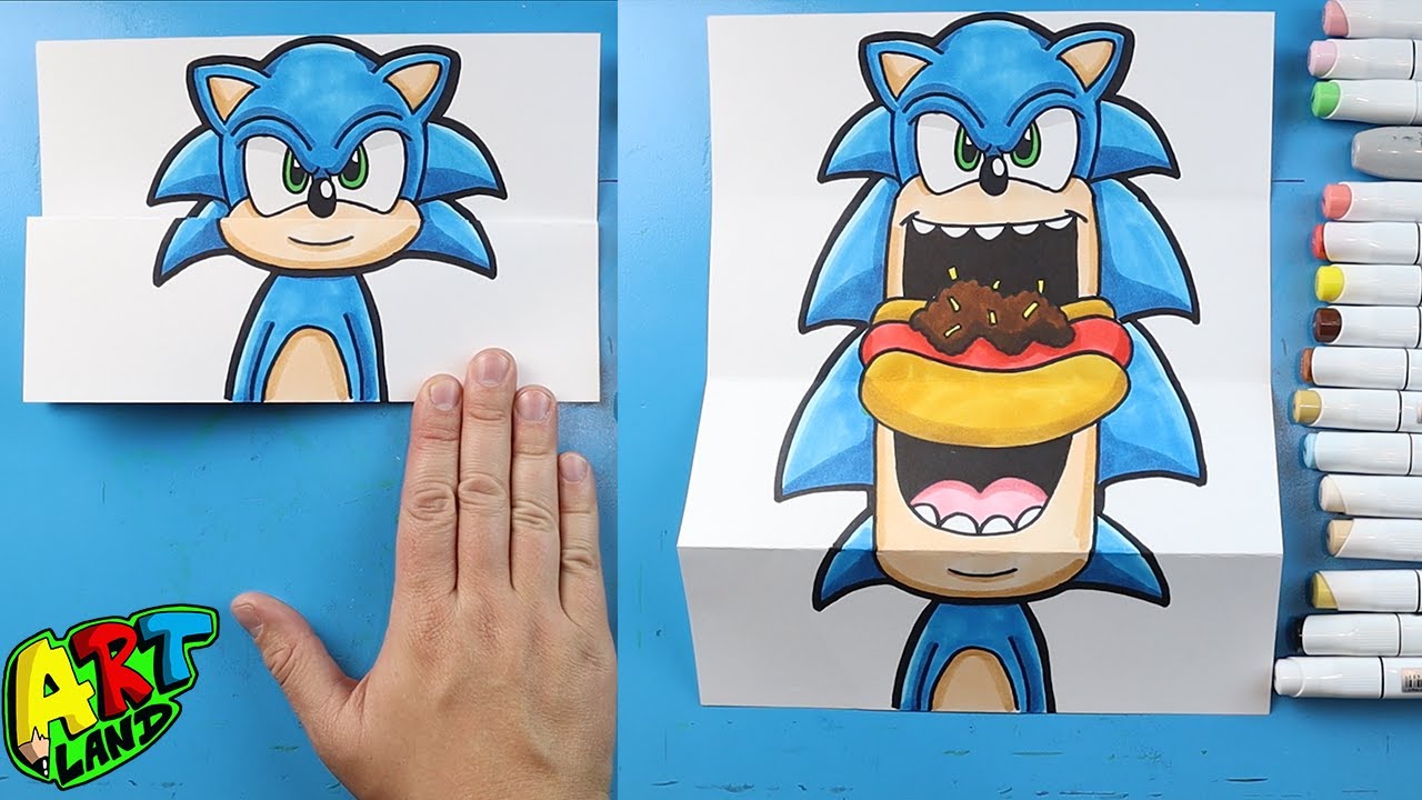 How to Draw a Sonic Face Surprise Fold