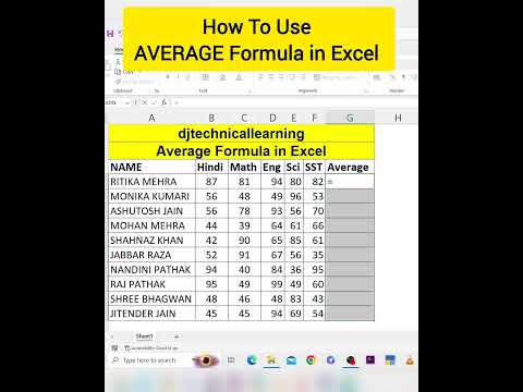 AVERAGE Formula in Excel | How To Use Average Function in Excel | #average #averageinhindi #excel