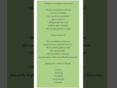ambitious meaning in English #englishforbiginners#learningenglish