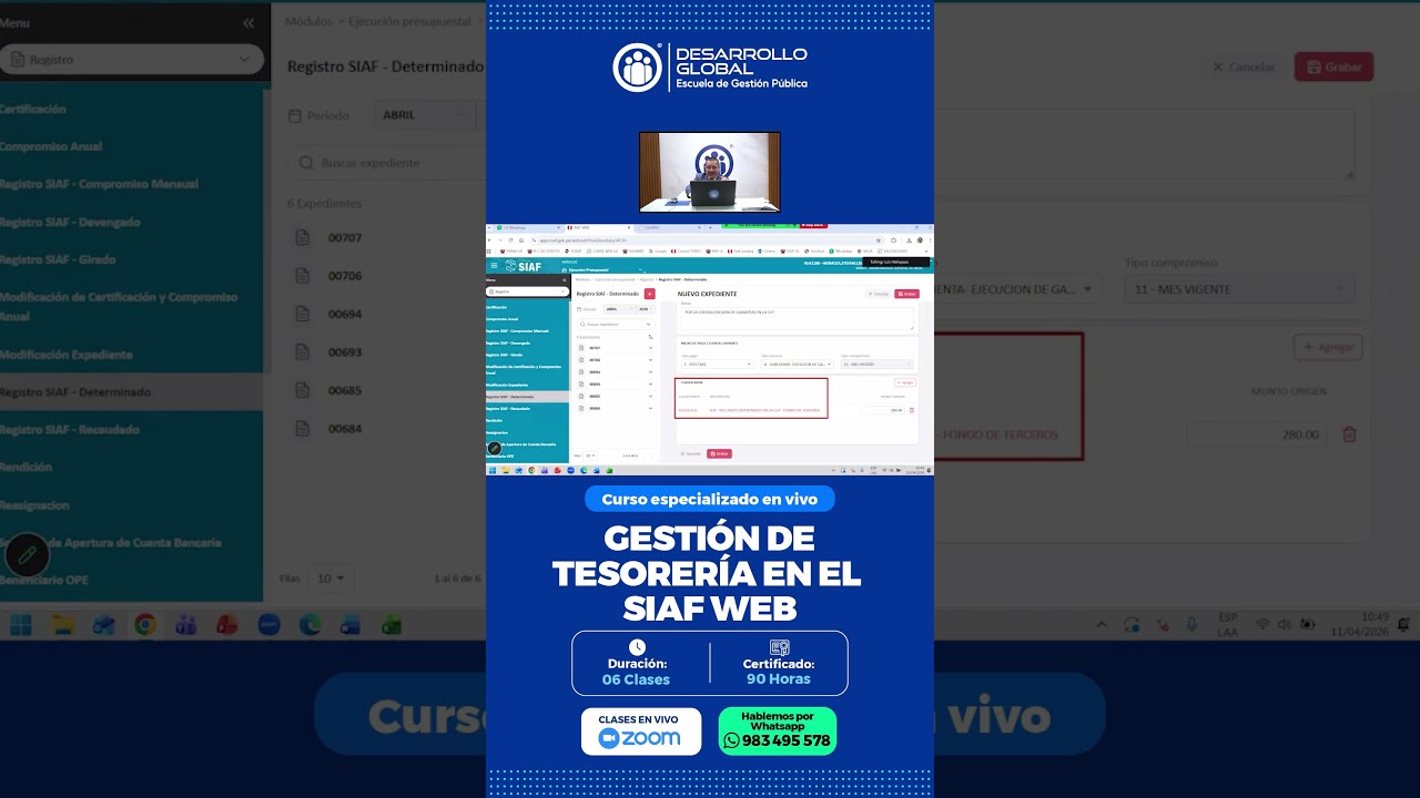 Specialized course: TREASURY MANAGEMENT IN THE SIAF WEB