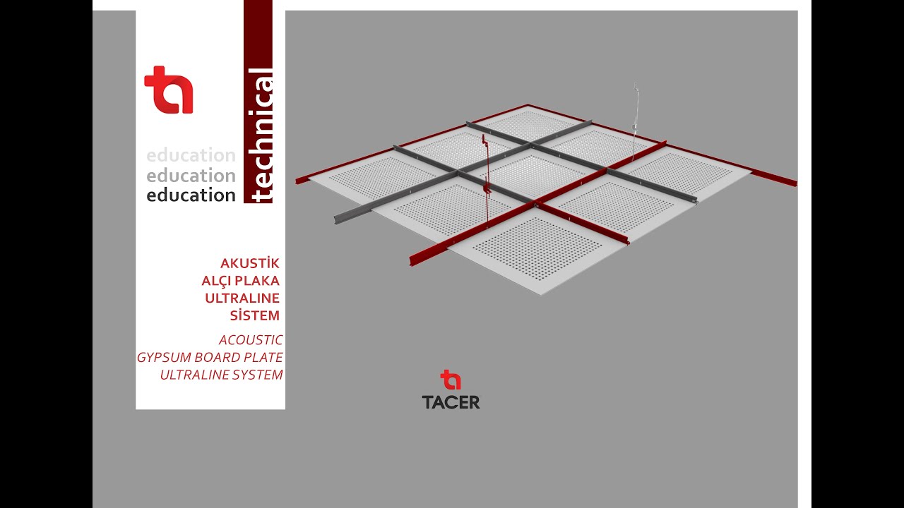 Acoustic Gypsum Board Plate Suspended Ceiling System -Ultraline / TACER
