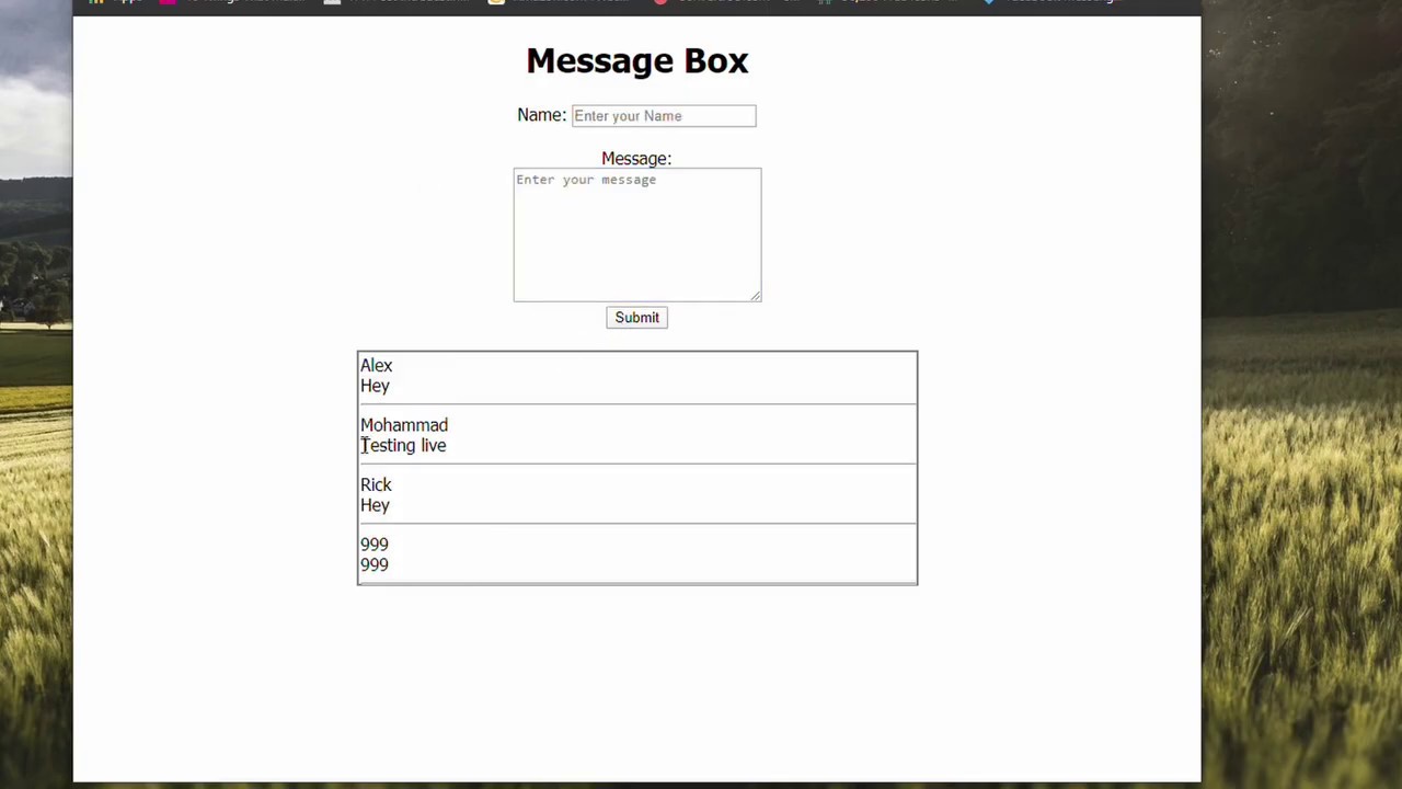Message box connected to database [PHP]