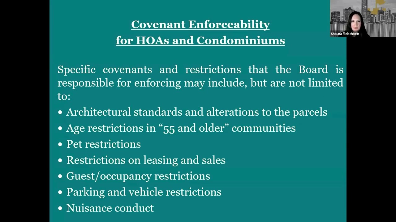Covenant Enforcement for HOAs and Condominiums Webinar