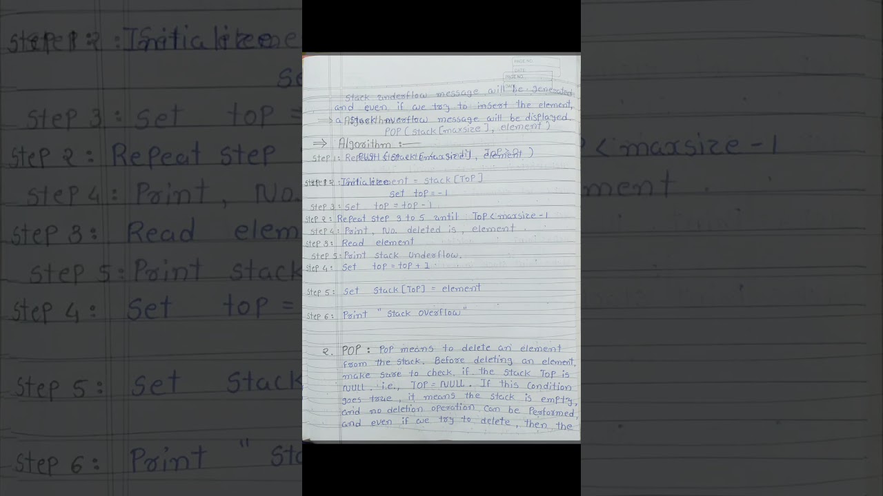 What is stack in DS?|Operations on stack|Push & Pop algorithm|Creative Notes #notes#stack#ds