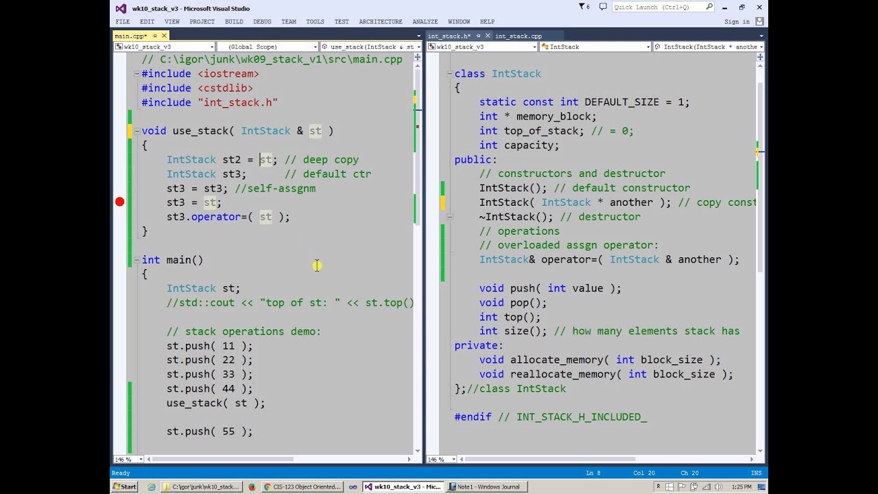 Week 10 overloaded C++ assignment operator, cont.