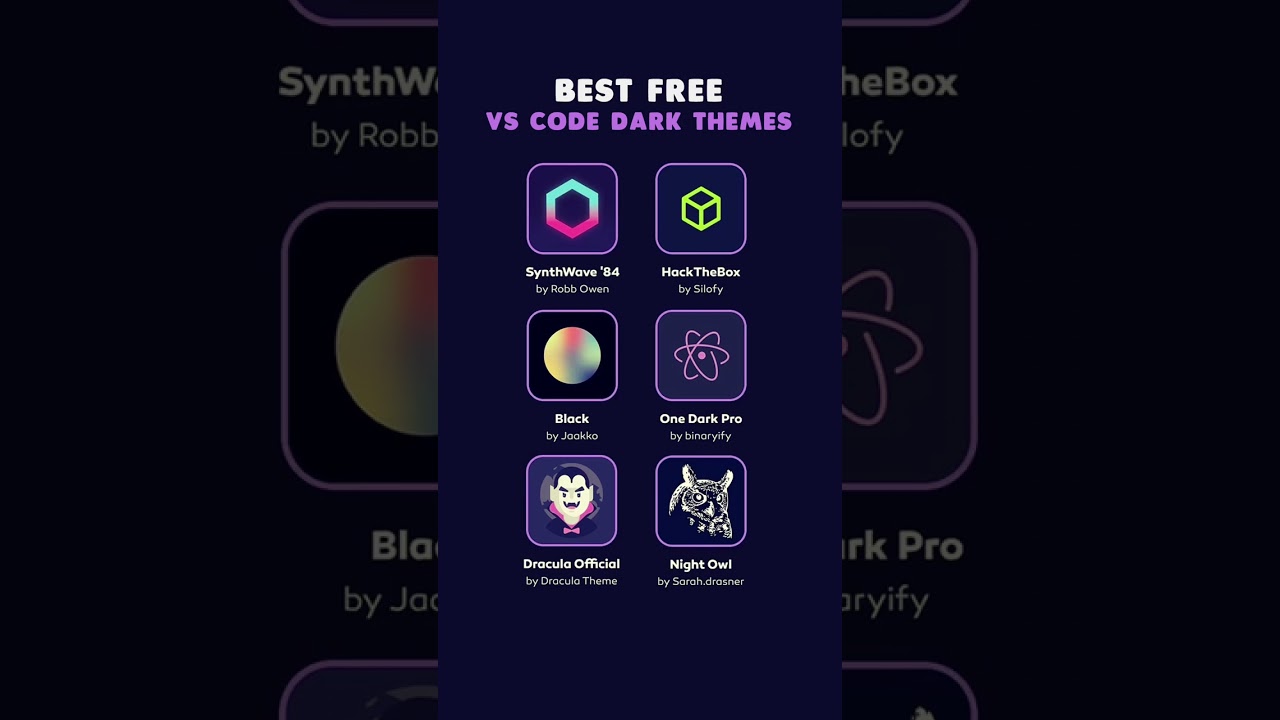 Best VS Code Dark Themes #vscode #coding #shorts