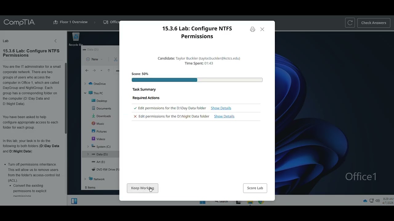 CompTIA A+ 15.3.6 - Configure NTFS Permissions (Silent Walk Through)