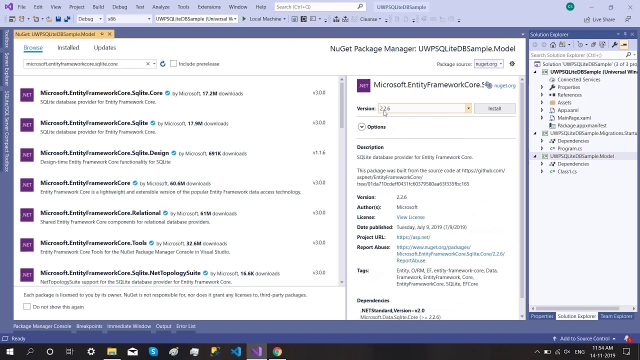 UWP, SQLite & EF Core Part 1 - Create UWP, .Net Standard and .Net Core projects