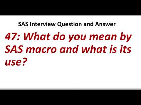 47. What do you mean by SAS macro and what is its use? || SAS Interview Question and Answer.