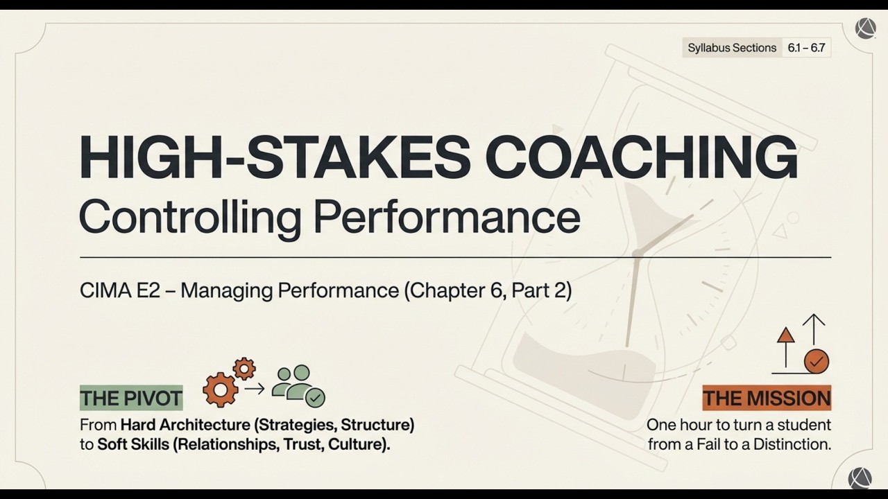 CIMA E2 Chapter 6 – Controlling Performance – Part 2 [ Deep Dive ]