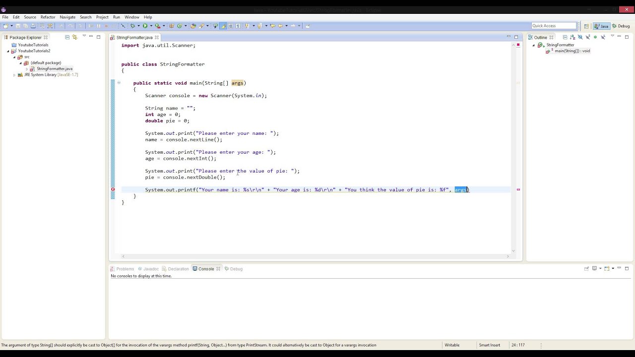 Java Programming Episode 11 (String Formatting) (Beginner)