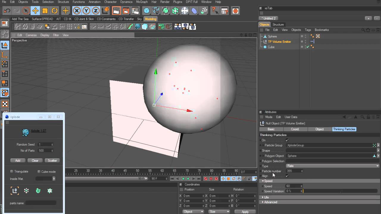 Cinema 4D Tutorial - Xplode + Thinking particles - Part 2