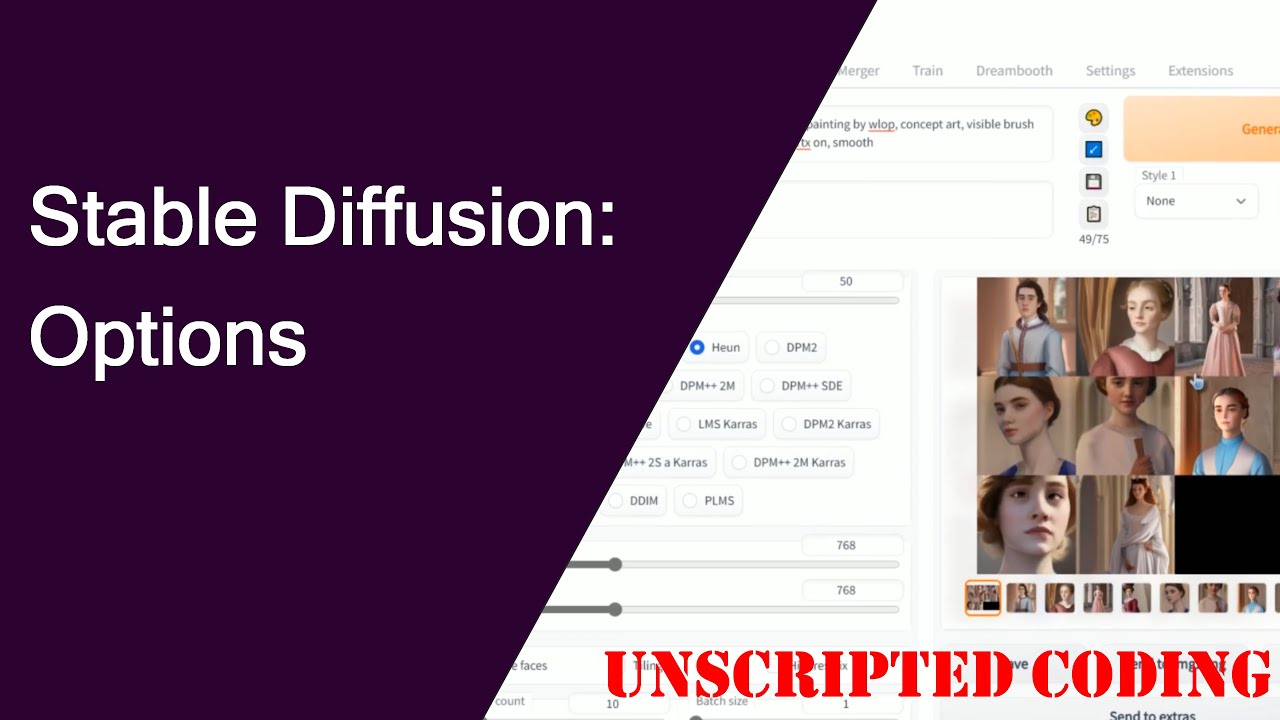 Running through Stable Diffusion Settings Automatic1111 | Unscripted Coding