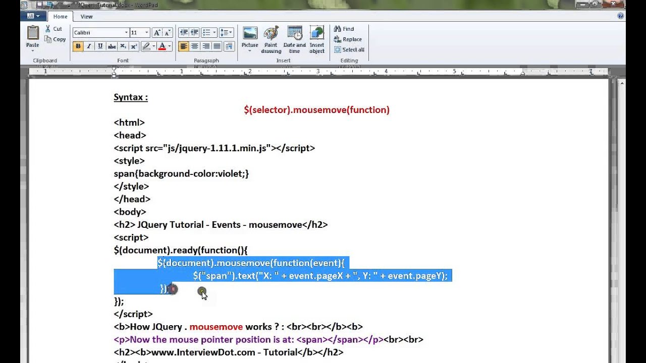 JQUERY MOUSEMOVE METHOD DEMO