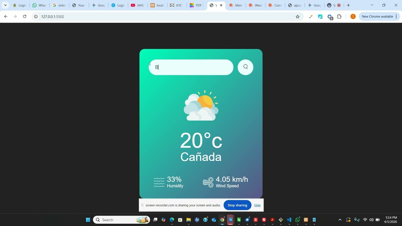 Project2 - Weather App Using HTML, CSS and JavaScript