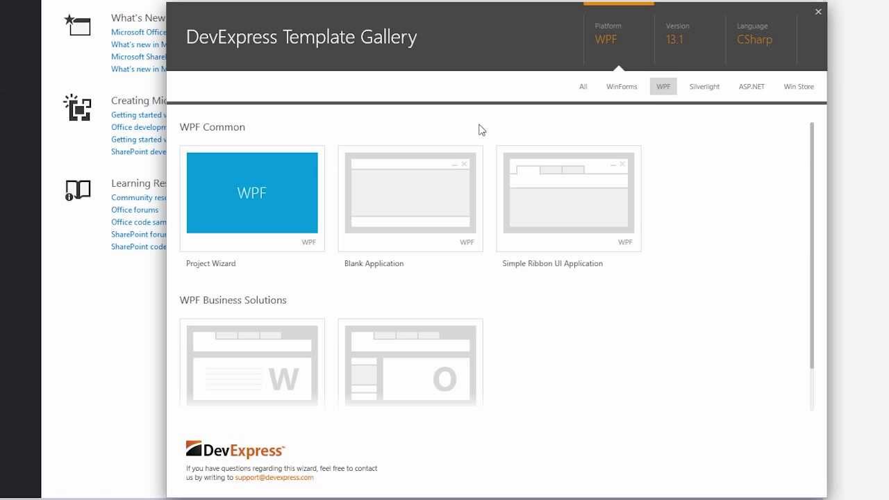 DevExpress WPF: MVVM Scaffolding Wizard