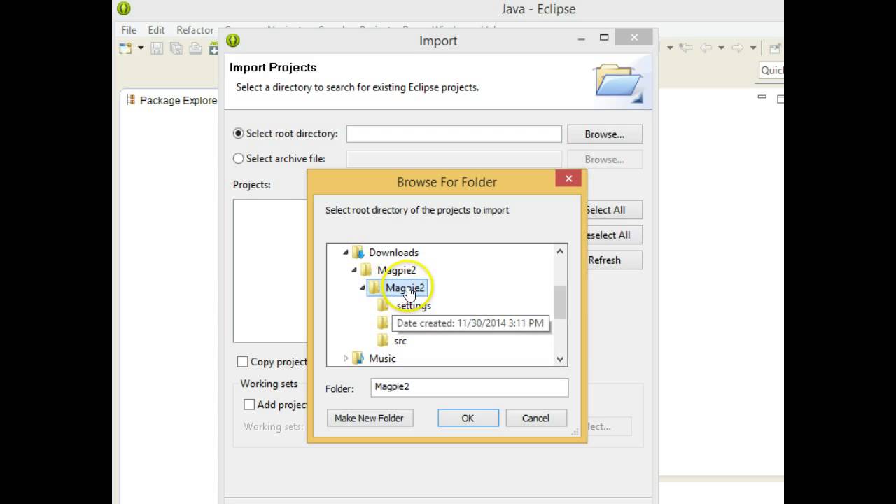 Java How to Import a Compressed Project into Eclipse