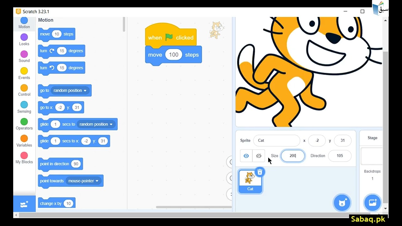 Scratch Interface: An Overview, Computer Science Lecture | Sabaq.pk