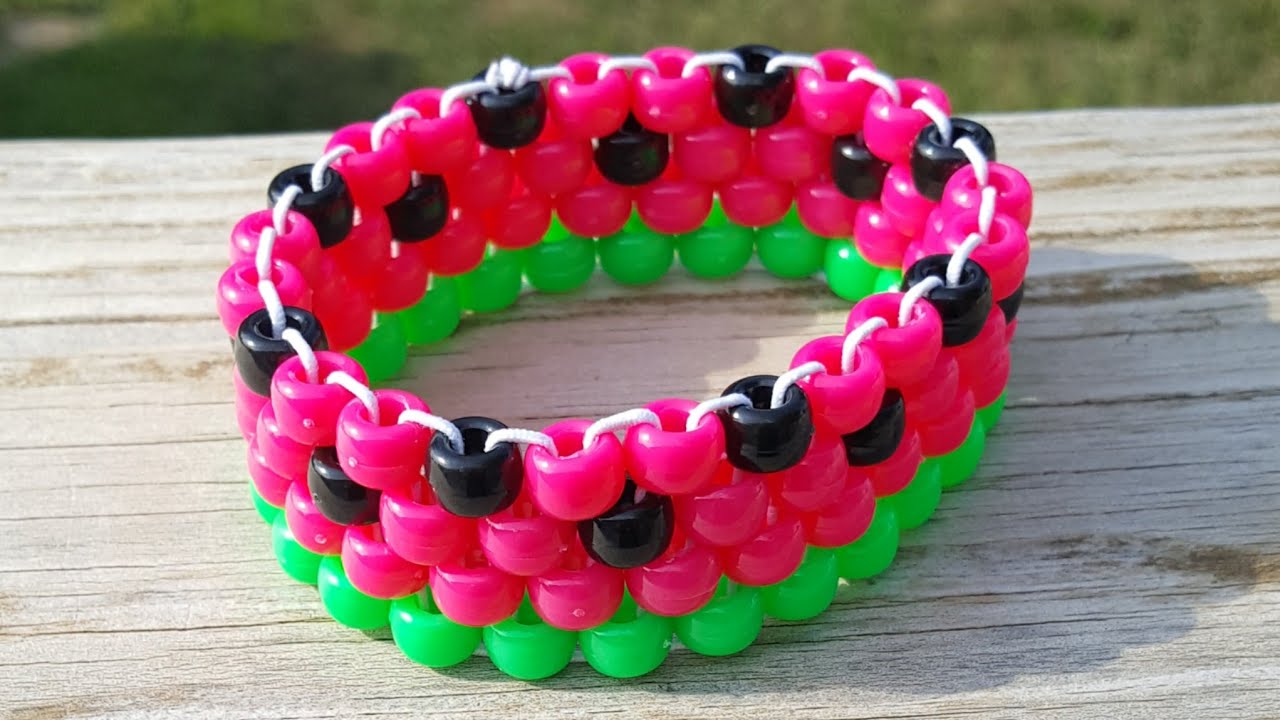 Watermelon kandi cuff tutorial