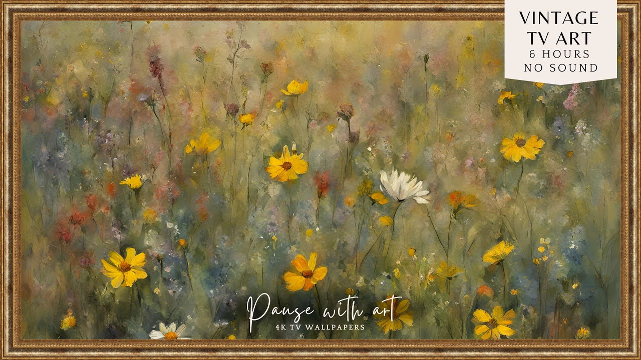 Vintage Frame TV Art Spring Wildflowers | Spring Colors Wallpaper | Background for TV | TV Art