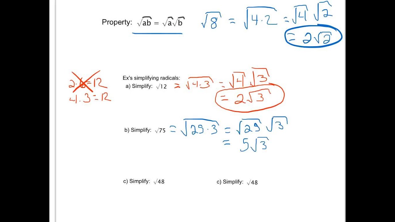 Simplifying Radicals w/ Perfect Squares