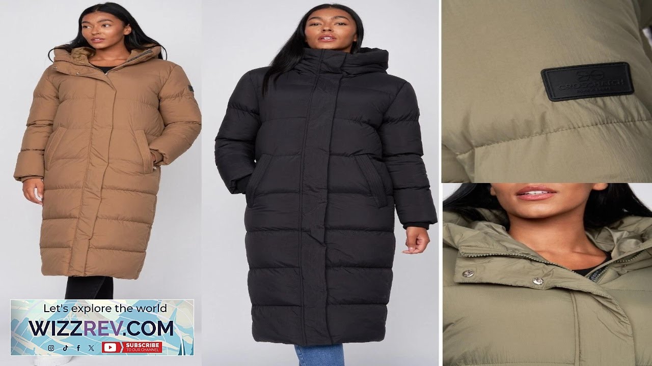 Womens Crosshatch Long line Jacket Parka Coat Puffer Padded Hooded Winter Bubble