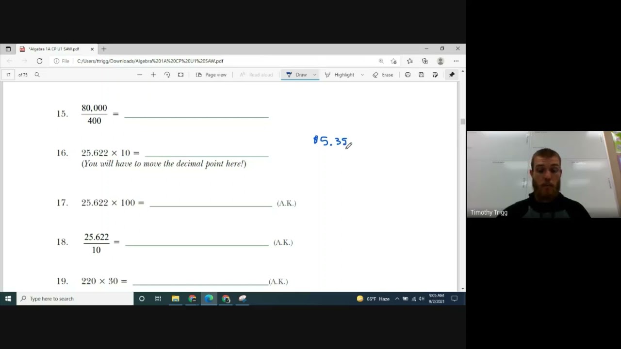 CP Algebra1 Unit1 guided practice