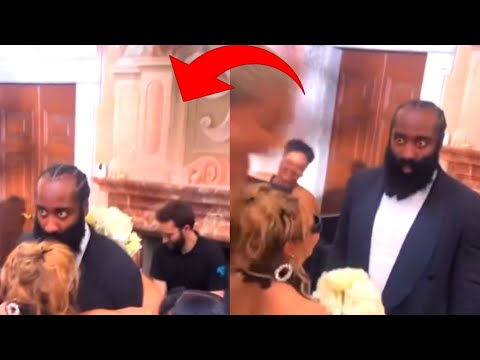 James Harden face after his girlfriend caught bouquet at weeding his eyes say it all #news