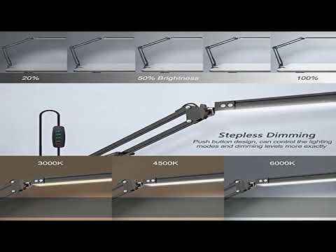 LED Desk Lamp,Adjustable Swing Arm Desk Lamp with Clamp,Dimmable Desk Light Eye-Care Table Light, M