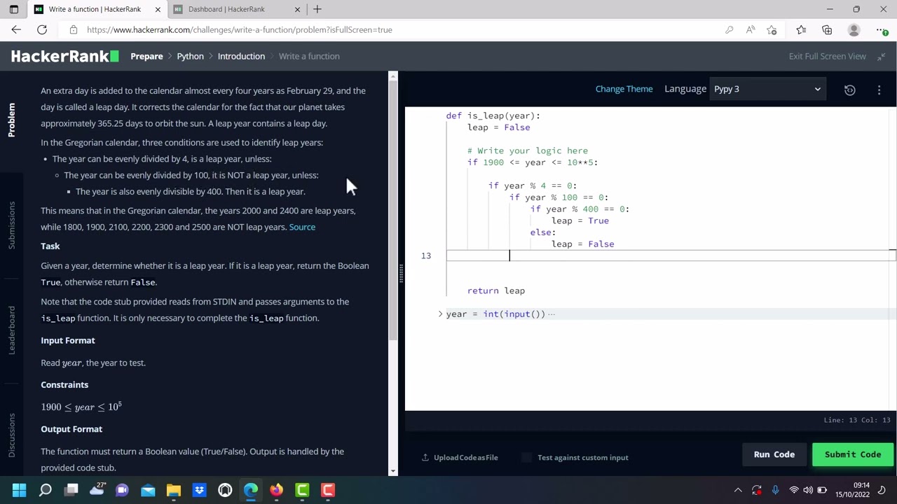 HackerRank Python No.6 Function   Leap year