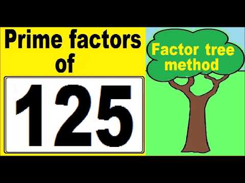 Prime factors of 125. Prime factors decomposition of 125. Factor tree method.
