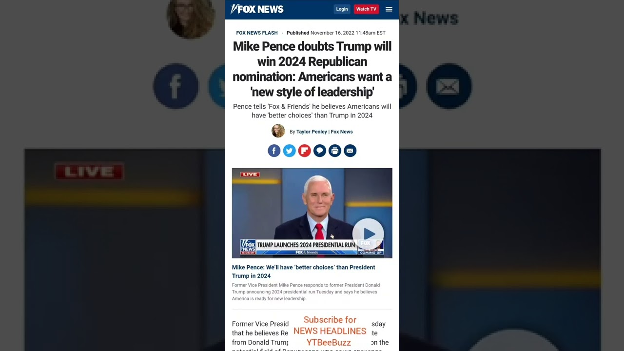 Mike Pence doubts Trump will win 2024 Republican nomination Americans want a new style of leadership