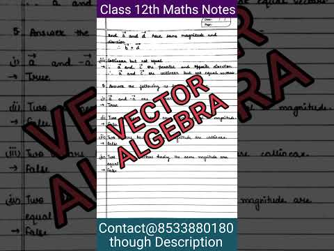 Vectors Handwritten notes pdf NCERT solution Ch-10 class 12 maths with examples| easy notes by salik