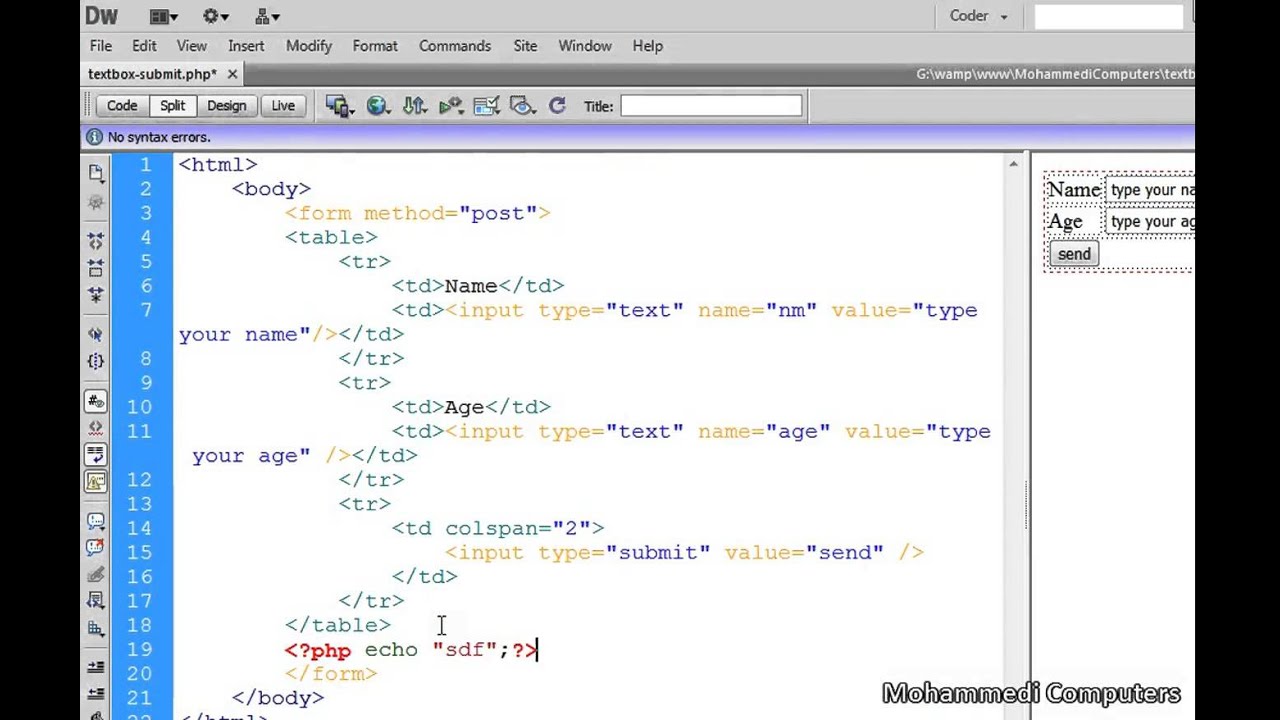 02 - HTML Form Handling - Text Box use with PHP - Part 2