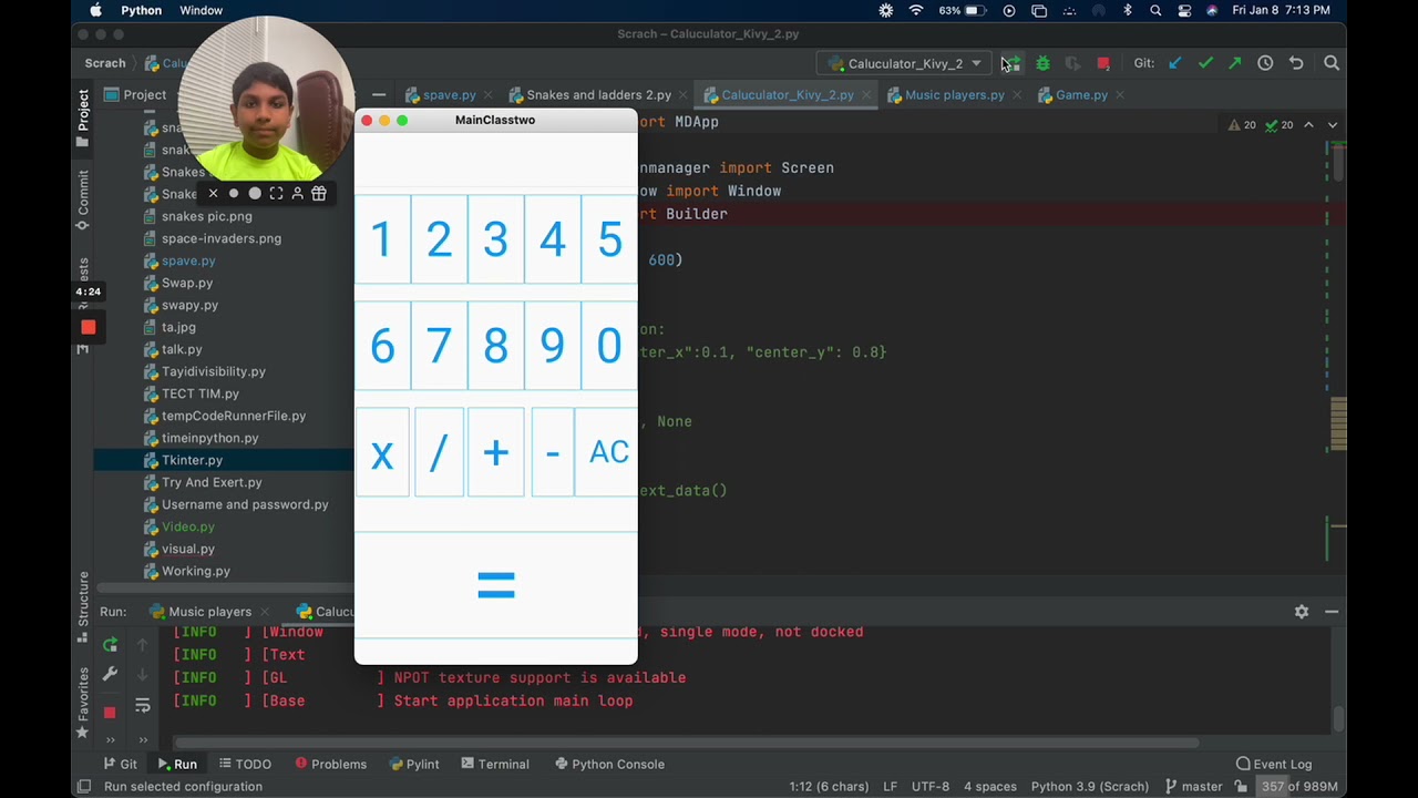 Calculator in Python using Kivy.