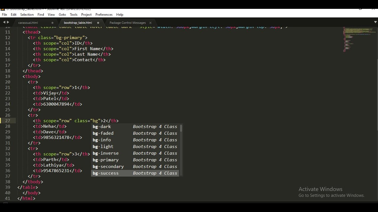 Install Bootstrap 4 Autocomplete Package in Sublime Text 3