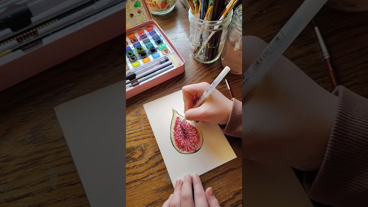 Watercolor fig🎨#watercolorpainting #art #howtopaint #heartwayart #drawing #crafts #fruit #shorts