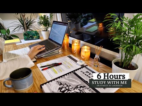 6 HOUR STUDY WITH ME at RAINY NIGHT | Background noise, 10-min Break, No music, Study with Merve