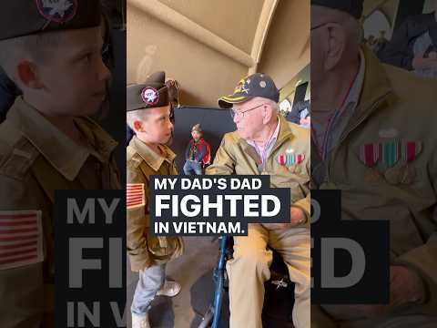A special moment between World War II Veteran Dennis Boldt & the grandson of a Vietnam Veteran.