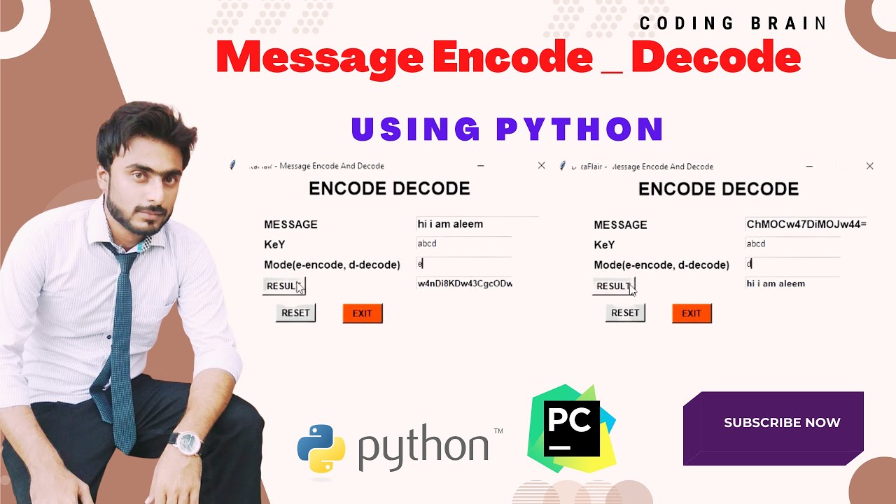 Message Encode Decode in Python with Tkinter GUI
