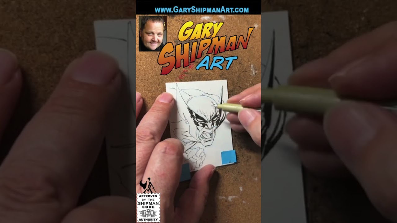 💥 Artist Gary Shipman Draws Wolverine Topps Deadpool Sketch Card  #marvel #comic #art