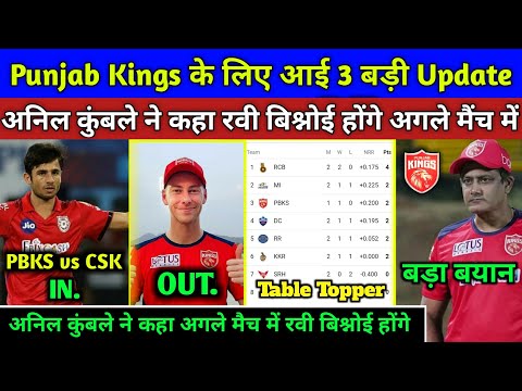PBKS Points Table IPL 2021 | Anil Kumble Statment For PBKS | Ravi Bishnoi in Playing 11 | KL Rahul |