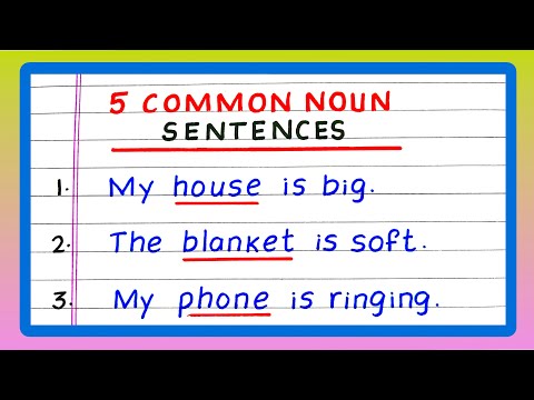 Five Sentences of Common Noun | 5 Common Noun Sentences | Examples of Common Noun Sentences
