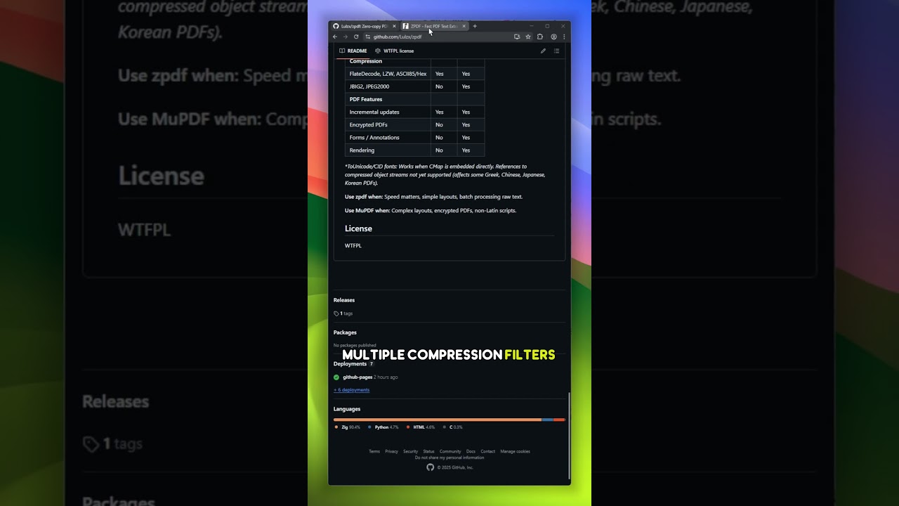 zpdf: a fast PDF text extraction library  #github #pdf