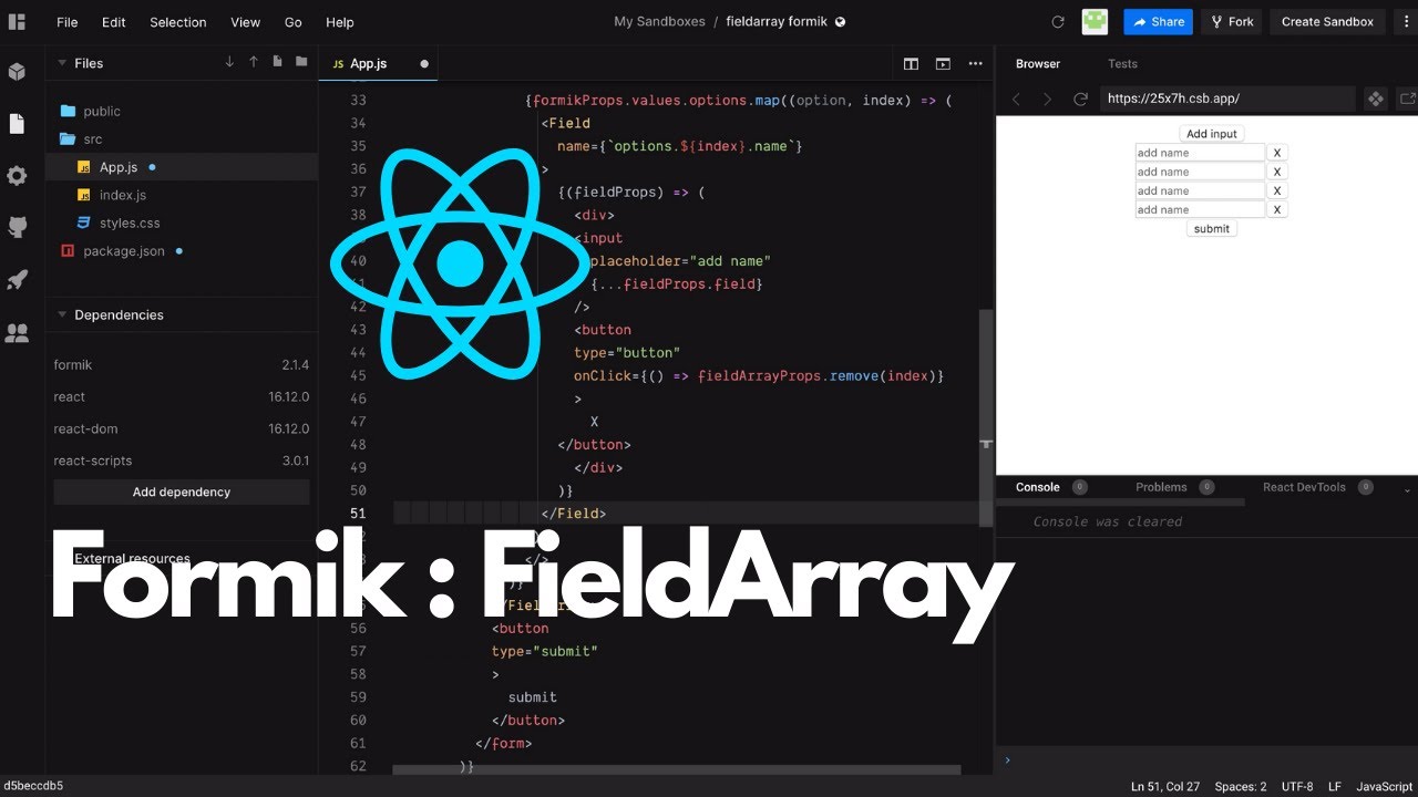 React js Formik : fieldArray
